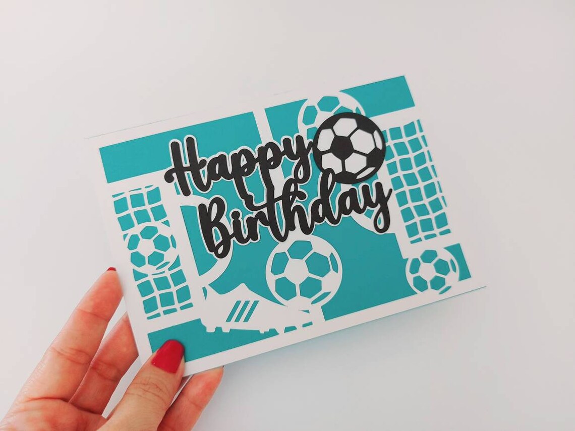 Soccer Happy Birthday Boy Card SVG Cricut Cut File Laser Cut - Etsy