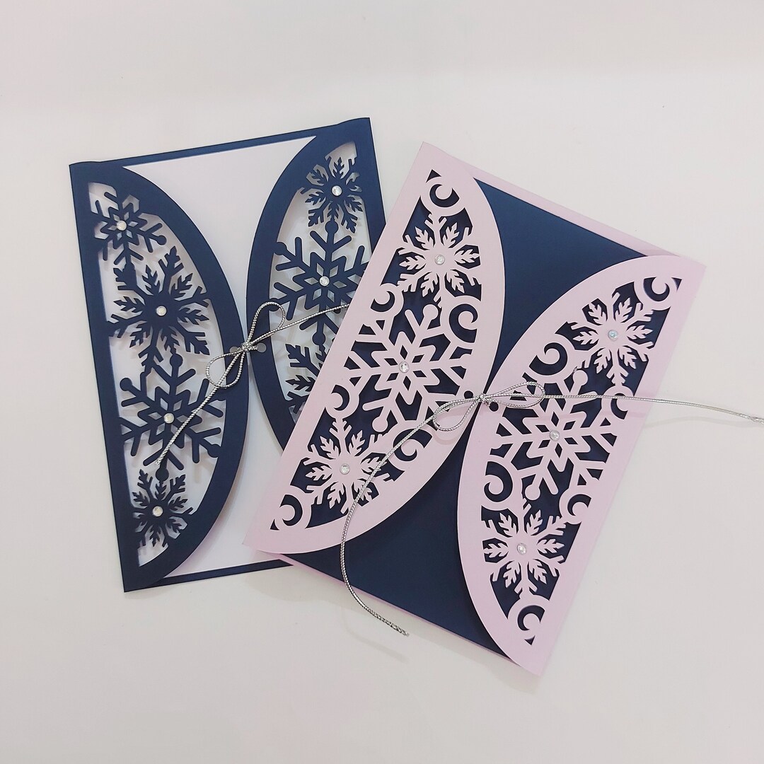 SVG Floral Invitation Snowflakes Cricut Cut File Template Set Two Gate ...