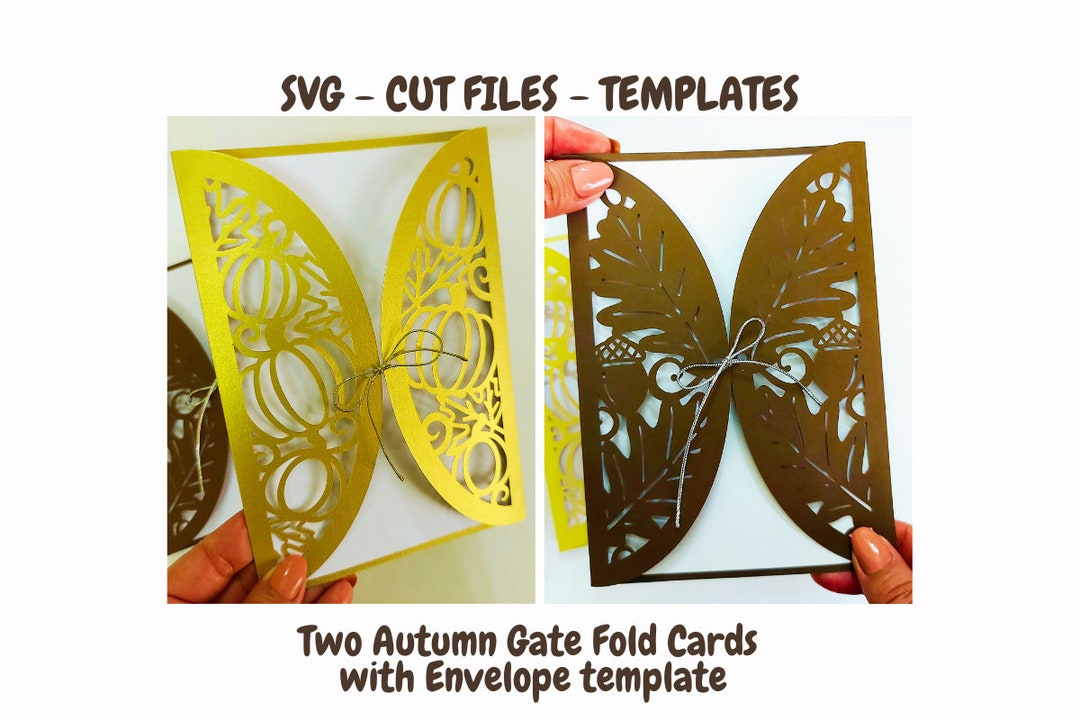 SVG Autumn Fall Card Cricut Cut File Template Gate Fold Card Silhouette ...