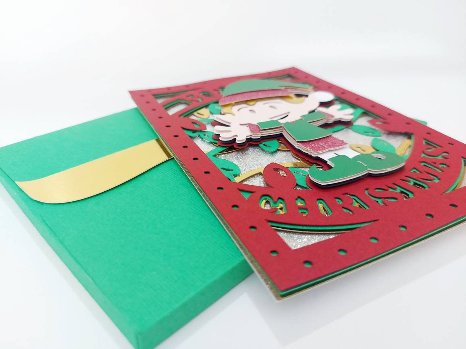 Christmas Card SVG With Envelope Box Cricut Silhouette Cameo - Etsy