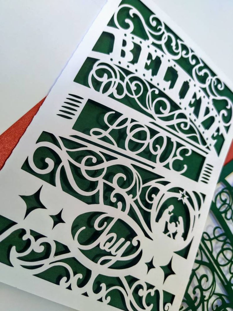 SVG Template Christmas Folder Card Nativity Scene Believe Love - Etsy