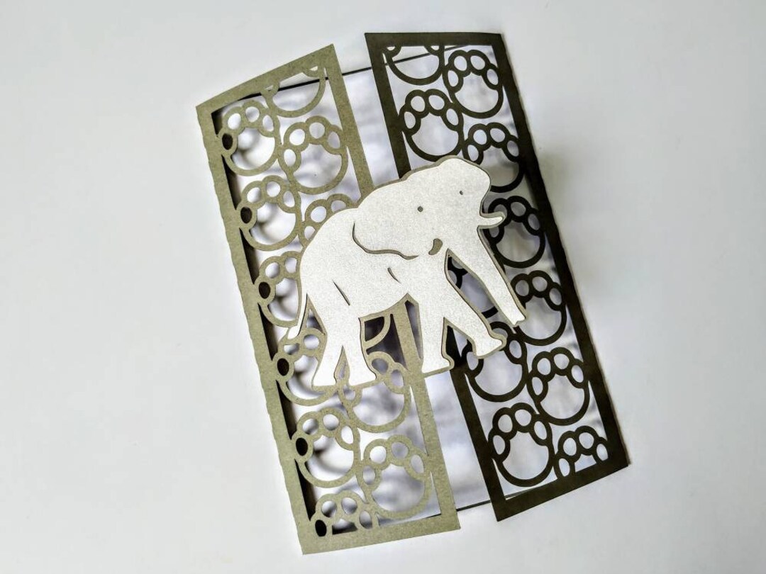 SVG Elephant Cricut File Gate Fold Card Laser Cut Template Silhouette ...