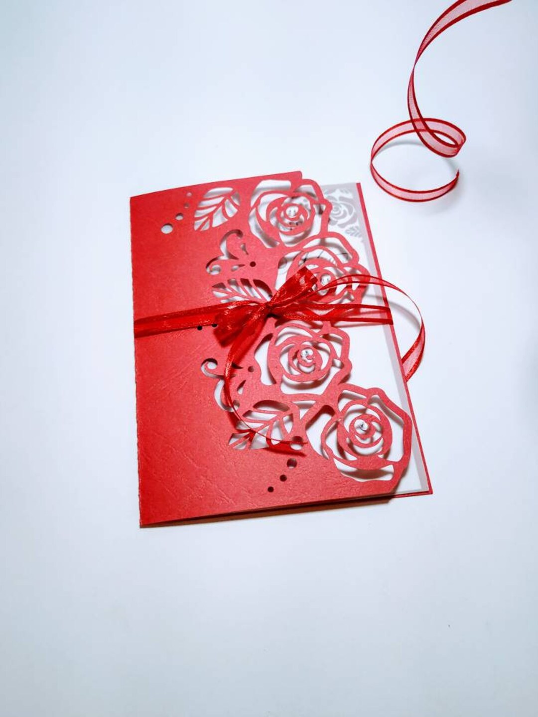 SVG Laser Cut Roses Wedding Invitation Cricut Folder Card 5x7 Inches ...