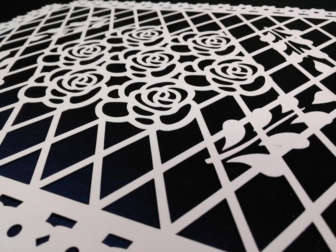 SVG Paper Cut Table Runner Template Roses Wedding Anniversary - Etsy