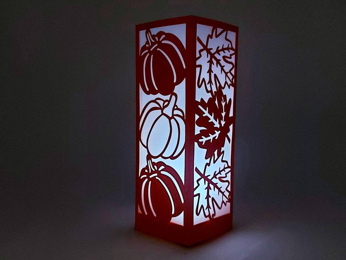 Fall SVG Lantern Template 3D Thanksgiving Dinner Decor Autumn Leaves ...