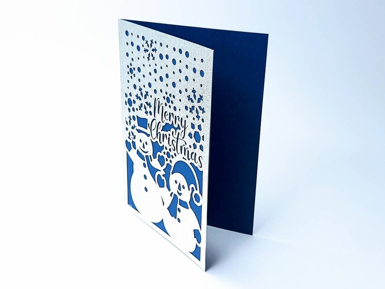 Svg Easy Christmas Card Cricut Snowman Snow Snowflakes Laser Etsy