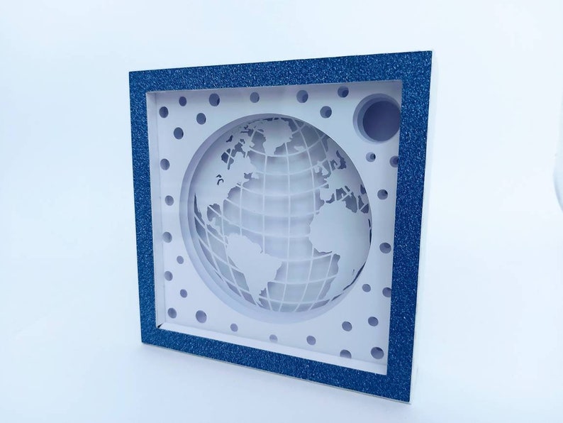 Earth Shadow Box Cricut SVG Cut Files 5x5 in Globe Planet Universe SVG ...