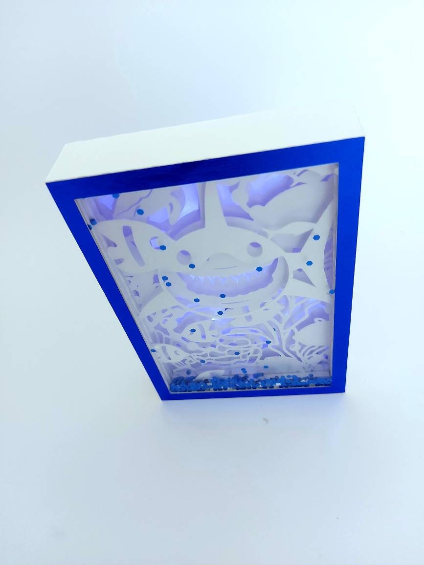 Shark Shadow Box Lightbox Template Cricut SVG Cut Files 5x7 | Etsy