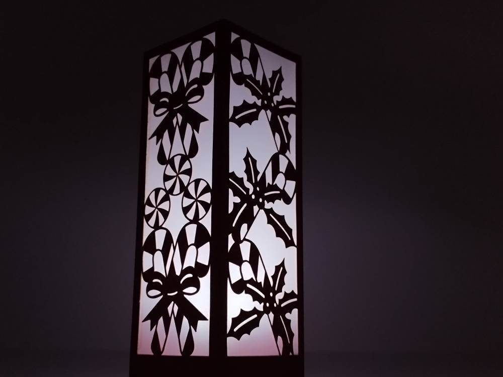 Candy Cane SVG Paper Lantern Centerpiece 3D SVG Template Lantern ...