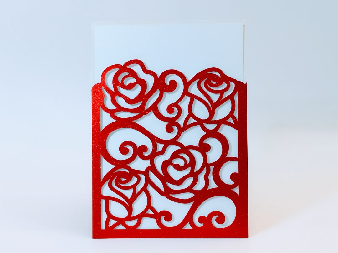 SVG Invitation Holder Roses Template Wedding Invitation Anniversary ...