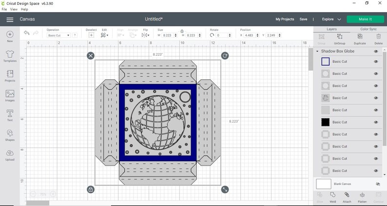 Earth Shadow Box Cricut SVG Cut Files 5x5 in Globe Planet Universe SVG ...
