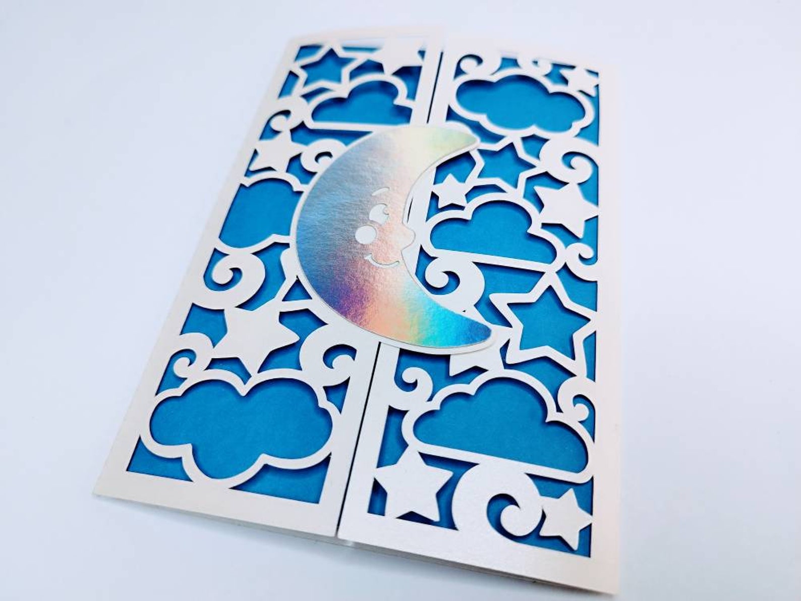 Gate Fold Card SVG Invitations Templates Baby Shower Moon - Etsy