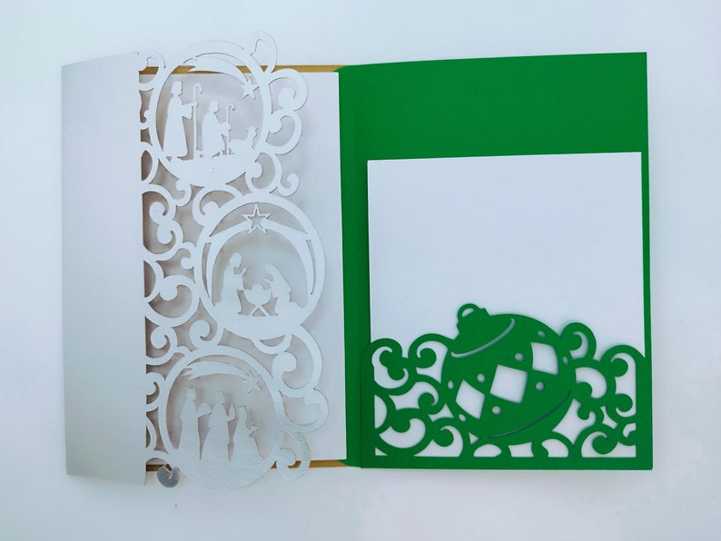 SVG Tri Fold Pocket Card Template 5x7 Inch Christmas Nativity Card ...