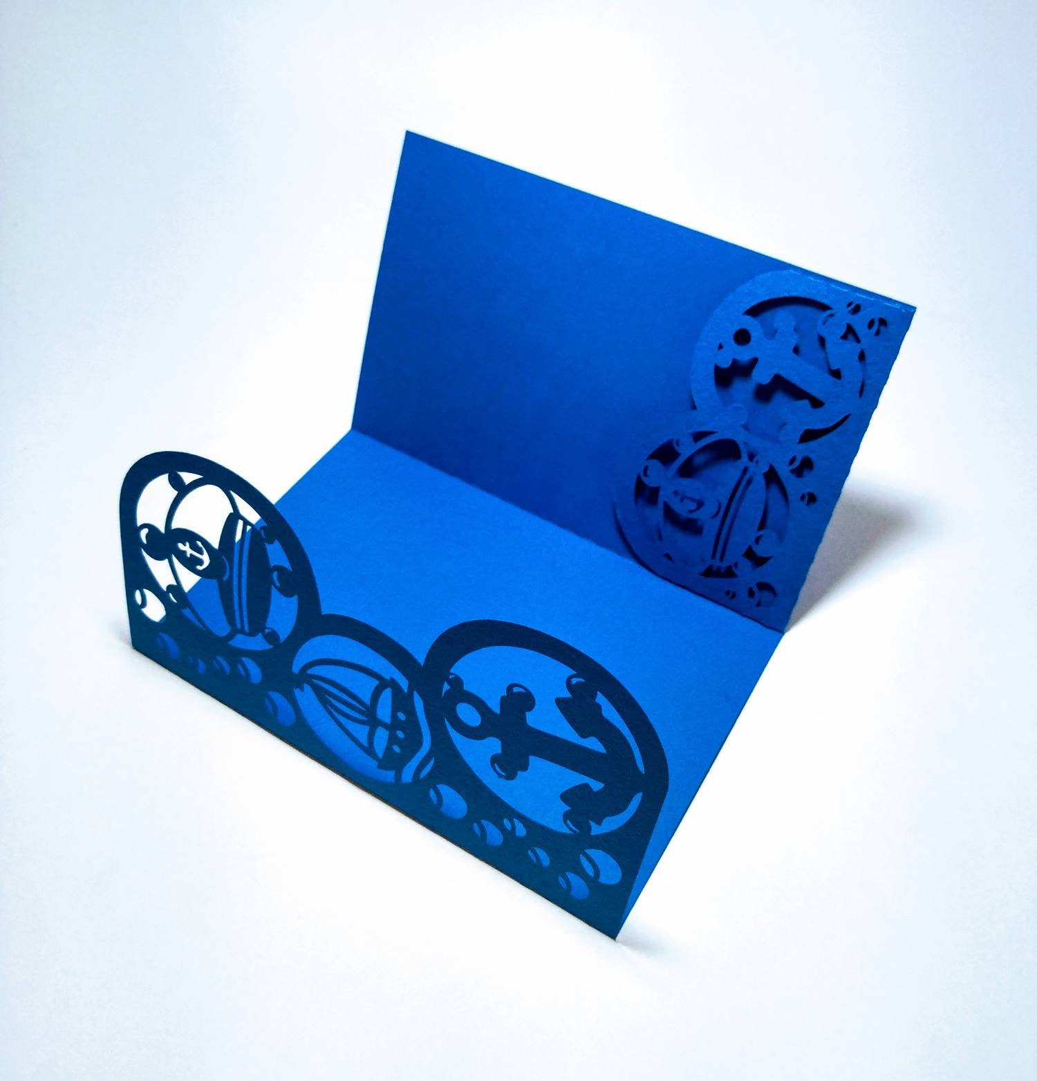 SVG Tri Fold Card Nautical Design Sea Themed Laser Cut - Etsy