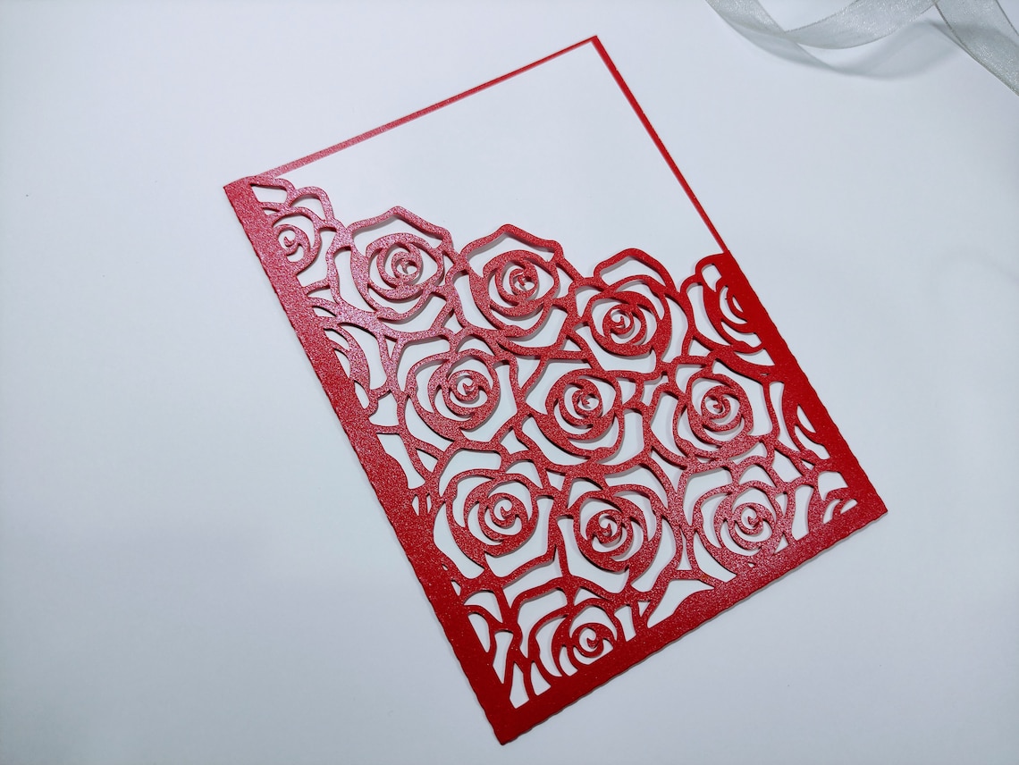 SVG Laser Cut Wedding Invitation Cesia Roses Cricut Envelope - Etsy