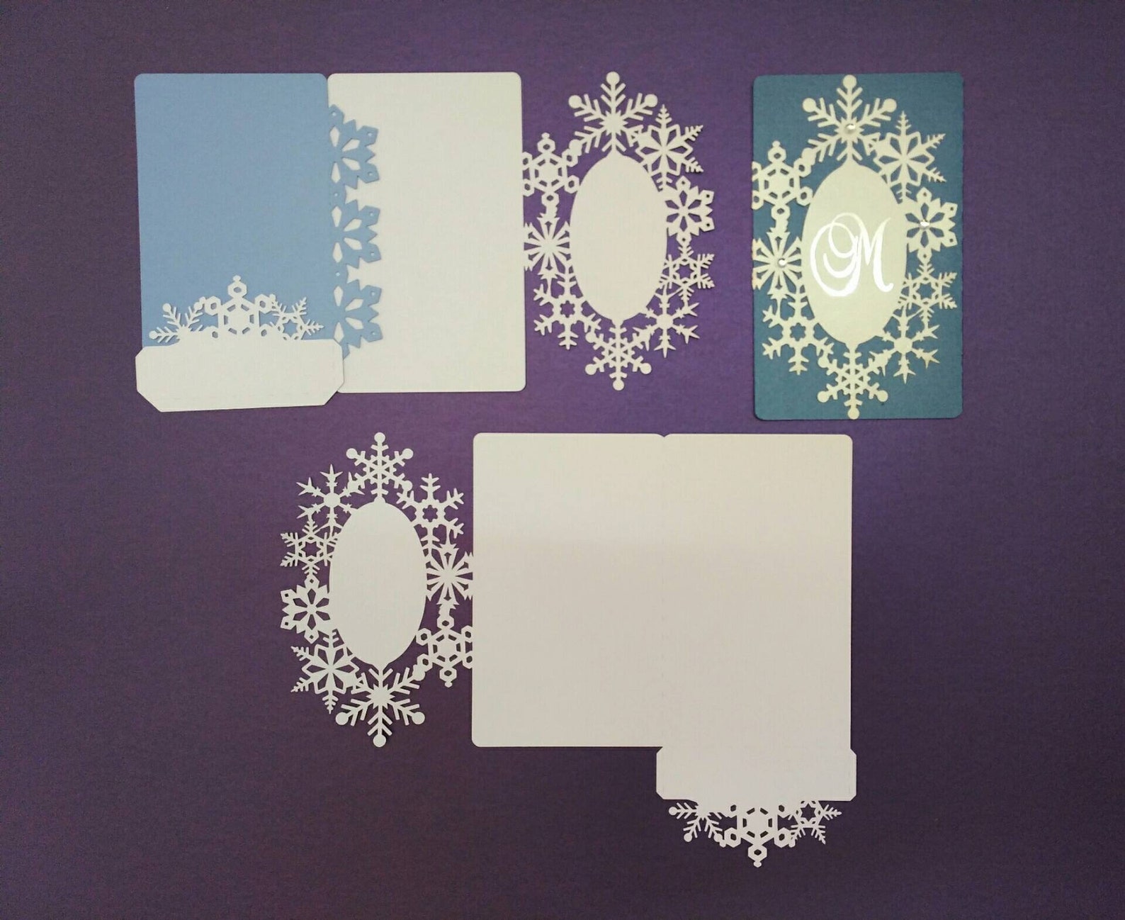 SVG TEMPLATE Tri Fold Pocket Snowflake Invitation Envelope Card Frozen ...