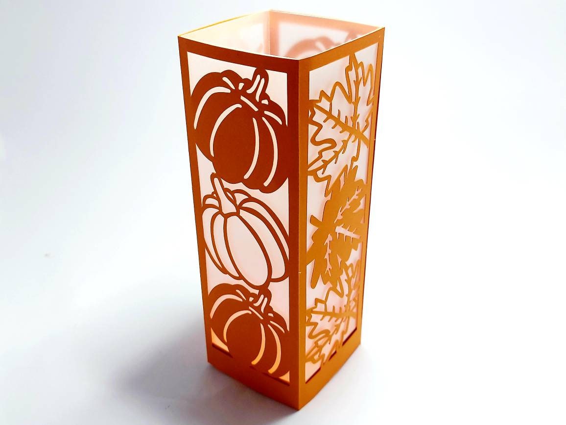 Fall SVG Lantern Template 3D Thanksgiving Dinner Decor Autumn Leaves ...