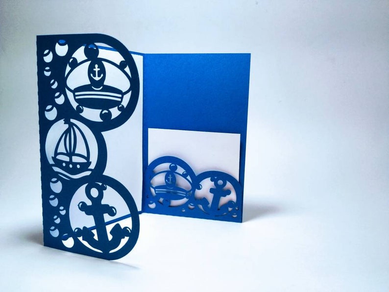 SVG Tri Fold Card Nautical Design Sea Themed Laser Cut - Etsy