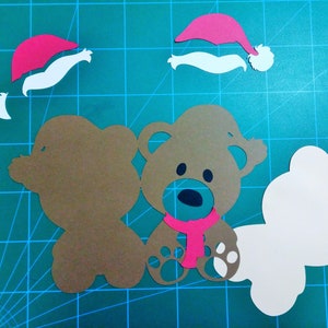 Christmas Card Teddy Bear SVG Template Merry Christmas Gift Card ...