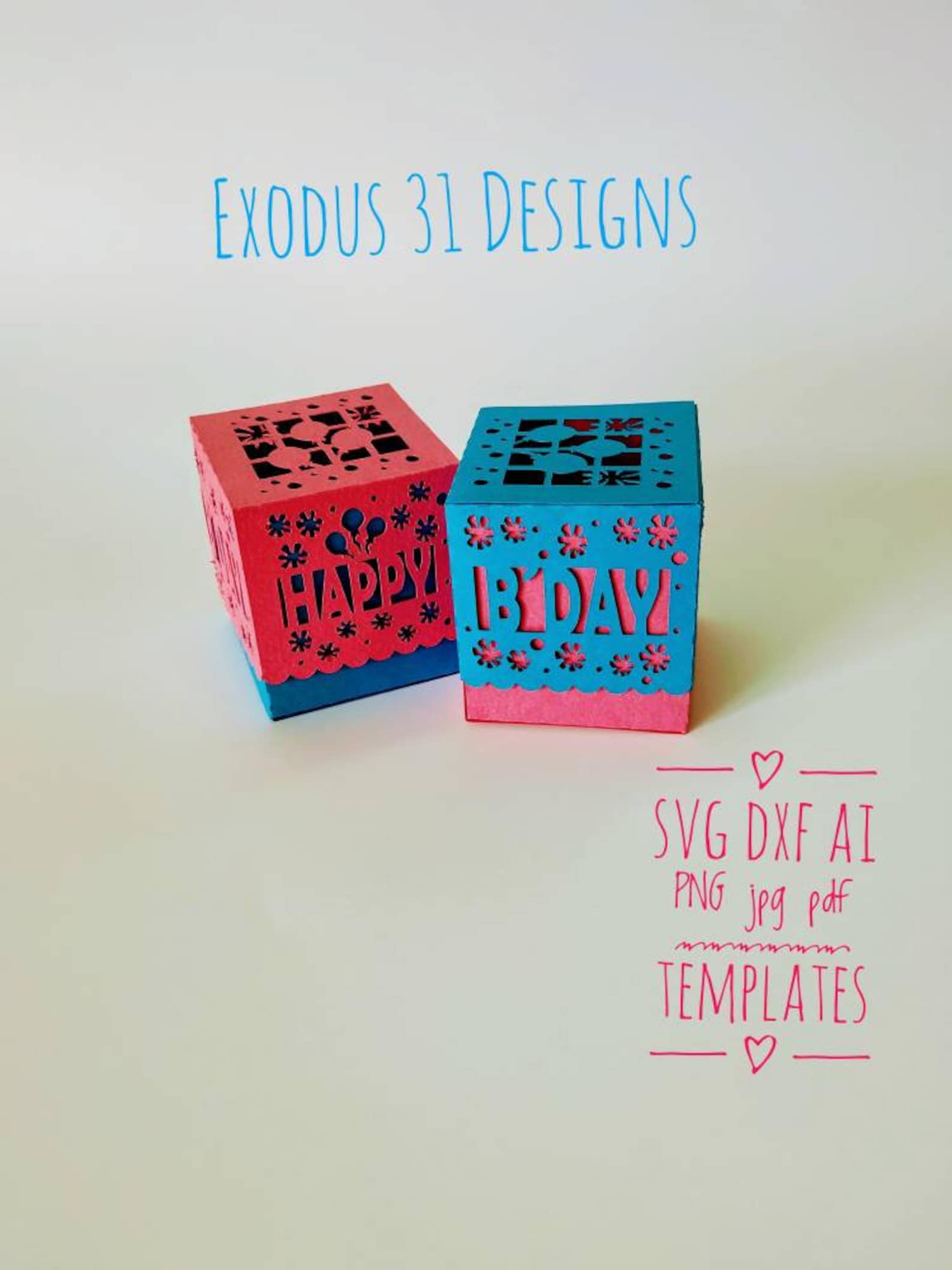 SVG Template Happy Birthday Favor Box Die Gift Boxes Cut - Etsy