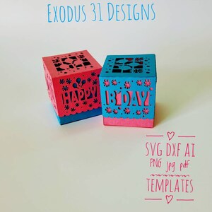 SVG Template Happy Birthday Favor Box Die Cut Gift Boxes Candy Cut ...