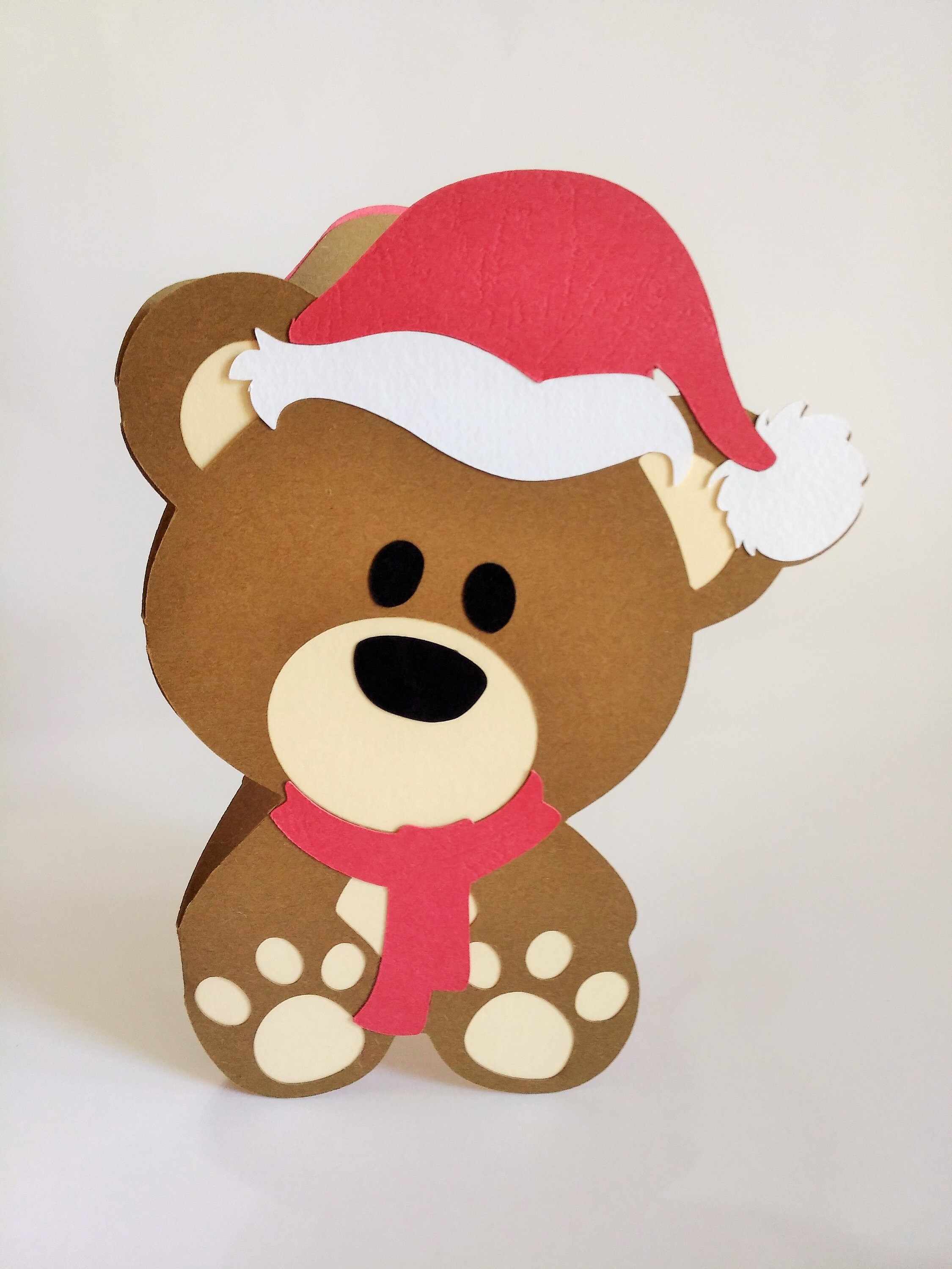 Christmas Card Teddy Bear SVG Template Merry Christmas Gift Card ...