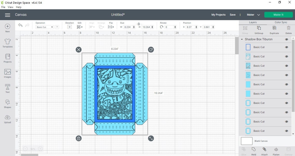Shark Shadow Box Lightbox Template Cricut SVG Cut Files 5x7 | Etsy