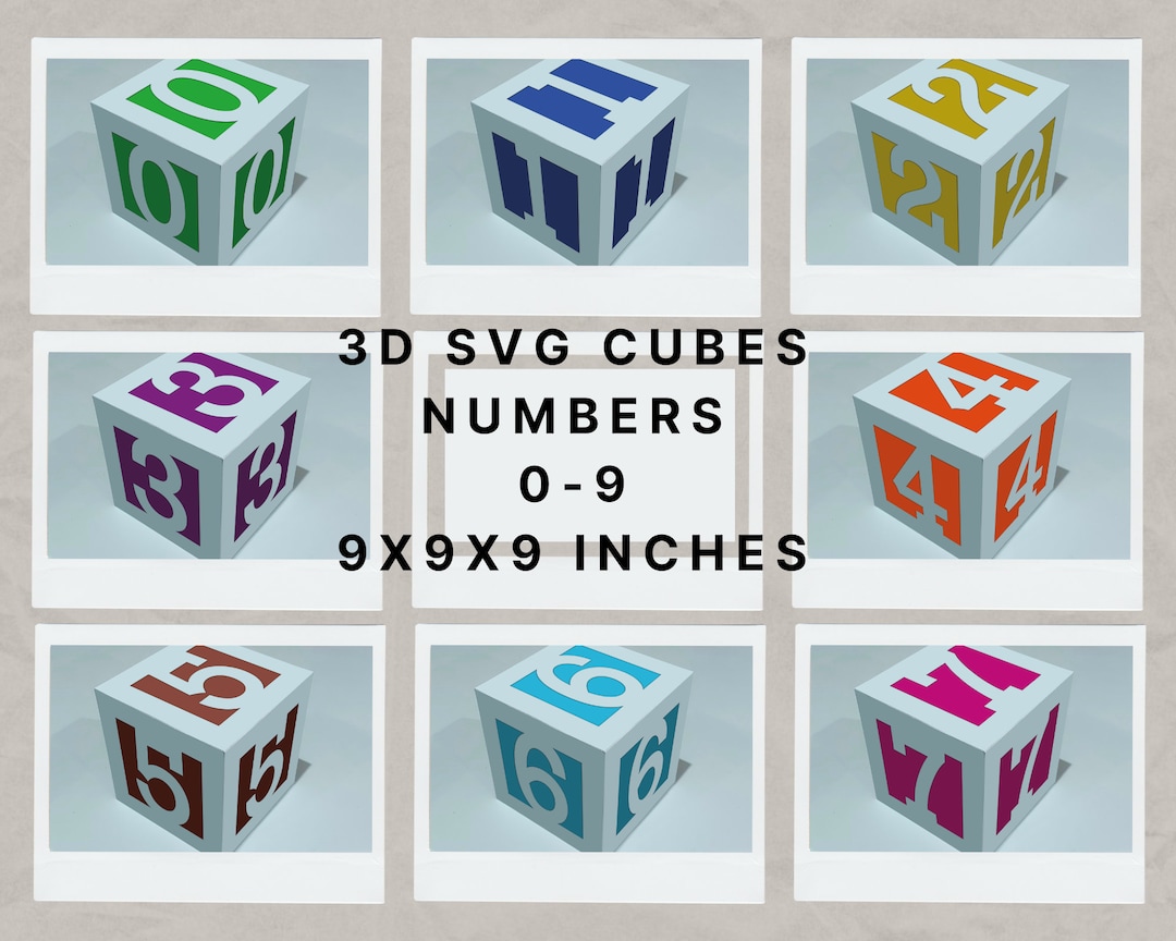 9x9x9 Inches 3D Numbers 0 to 9 SVG Cut Files Cube Cricut 3d Letters ...