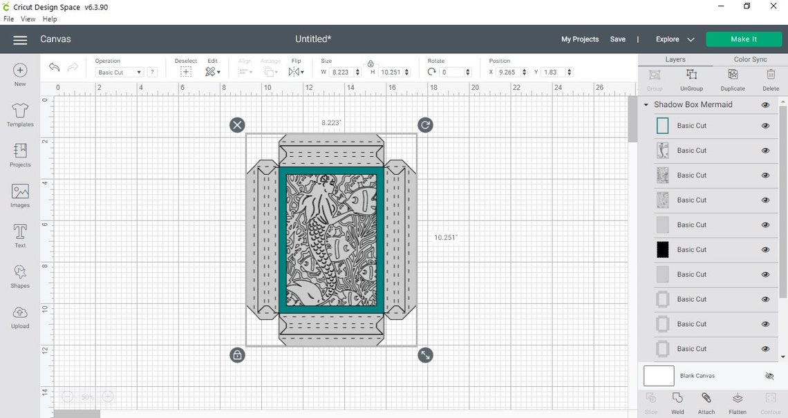 Mermaid Shadow Box Lightbox Template Cricut SVG Cut Files 5x7 - Etsy