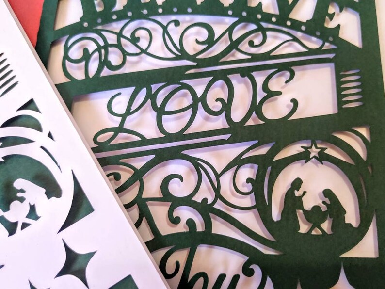 SVG Template Christmas Folder Card Nativity Scene Believe Love Joy 5x7 ...