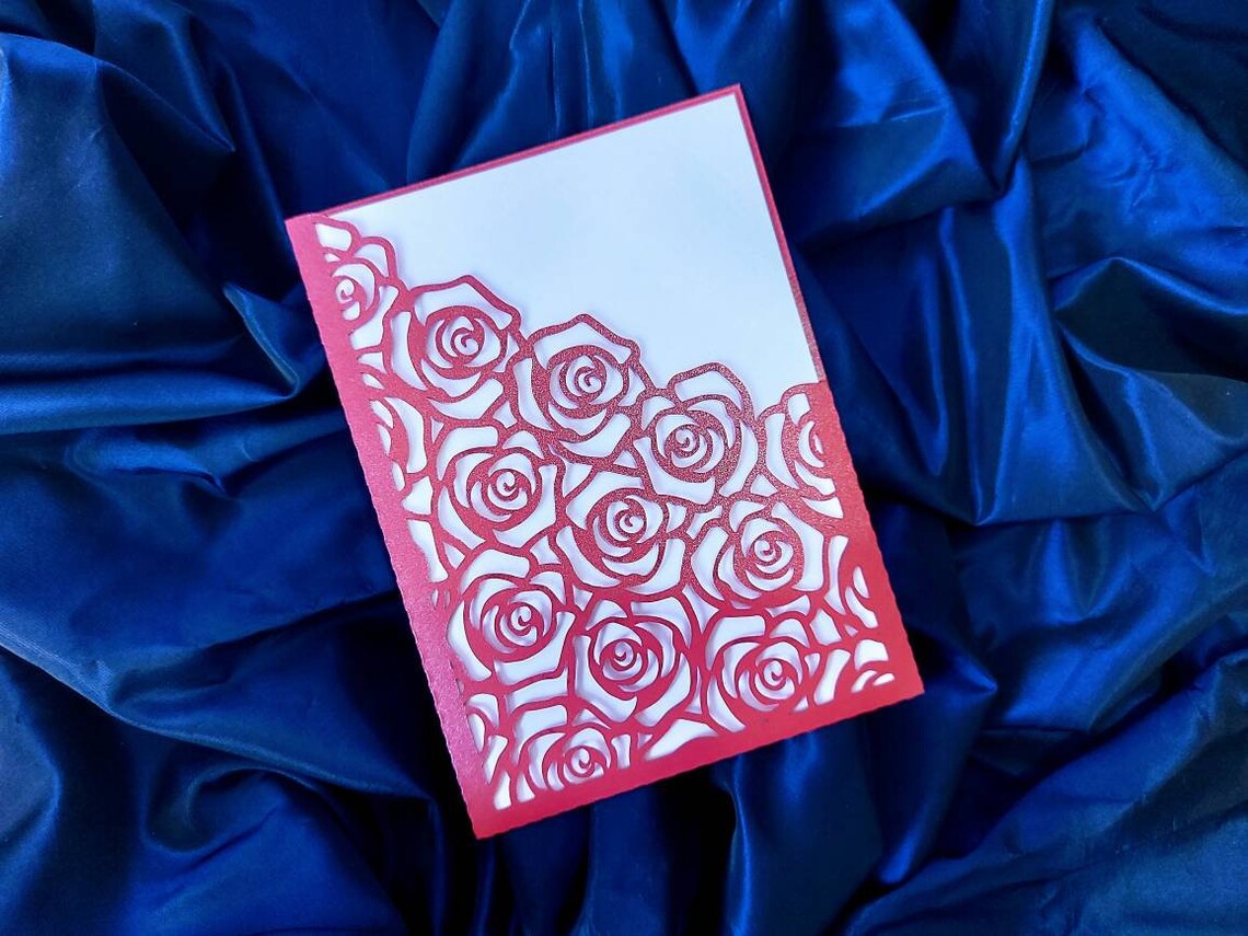 SVG Laser Cut Wedding Invitation Cesia Roses Cricut Envelope - Etsy