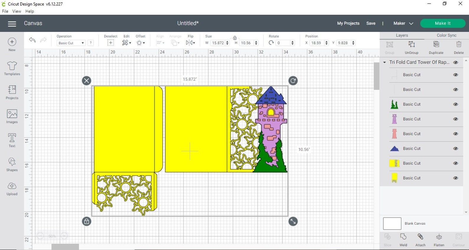SVG Princess Castle Card Cricut File Template Tri Fold Pocket Card ...
