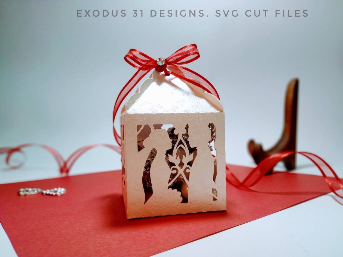 SVG Template Wedding Cut File Cricut Favor Box Bride and Groom Couple ...