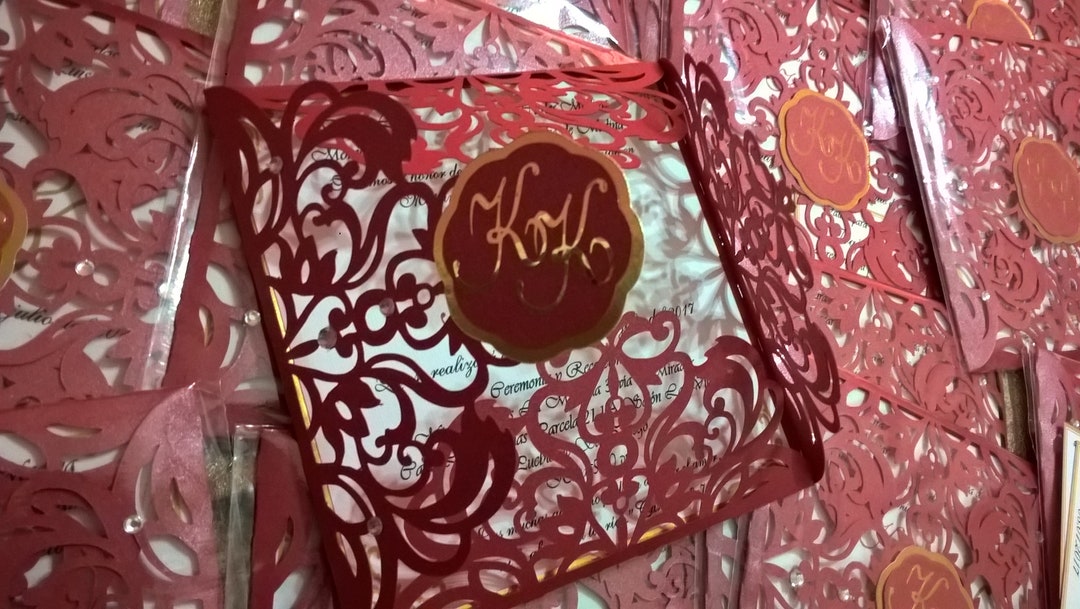 SVG Cut Files Four Fold Card Invitation TEMPLATE Cricut Silhouette Cameo Laser Cut Tag Table ...