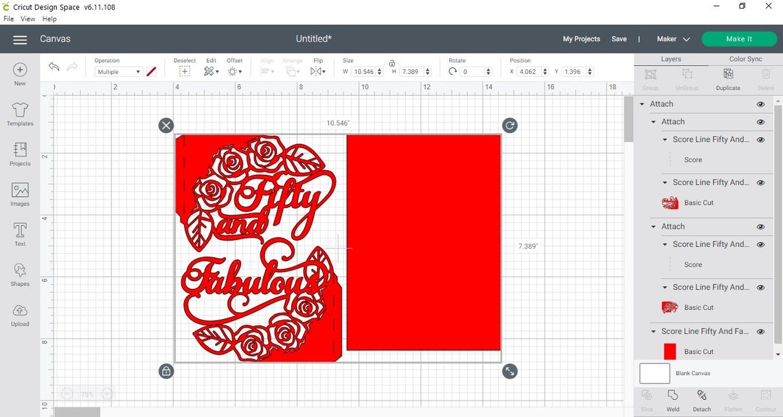 5x7 Card SVG Cut File Cricut Fifty & Fabulous Gate Fold | Etsy