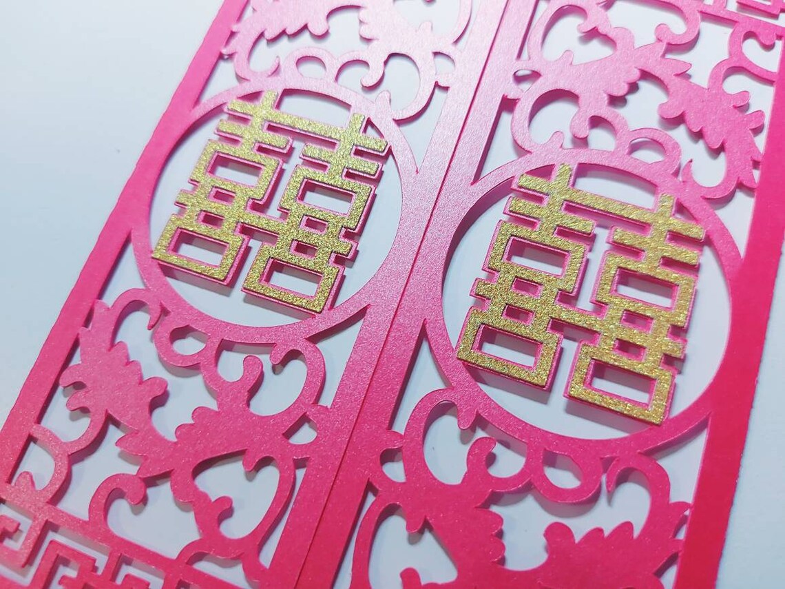 SVG Invitation Template Gate Fold Card Double Happiness - Etsy