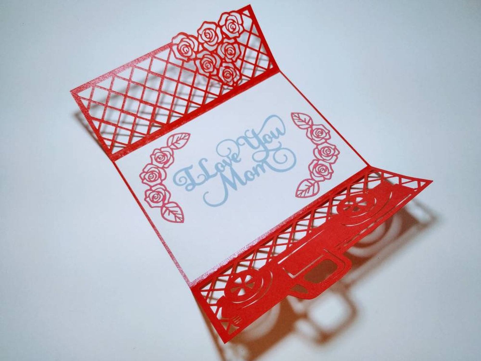 SVG Cut Files Cricut Happy Mother's Day Card Template Gate Fold Roses ...