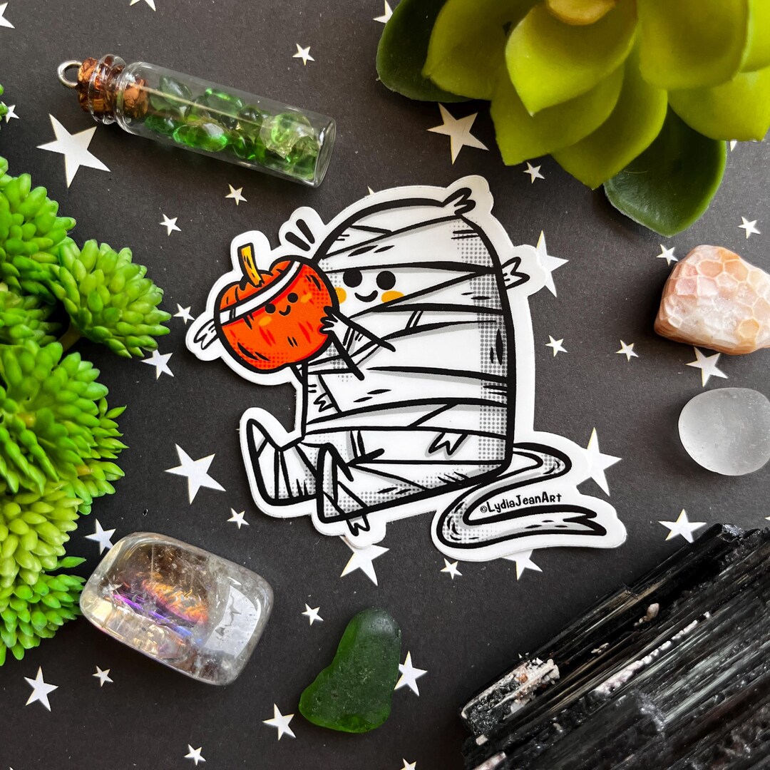 Mummy Vinyl Sticker: Spooky Halloween Decal, Original Artwork by Lydia ...