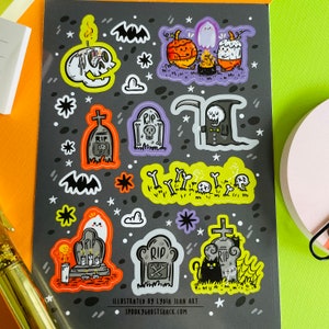 Spooky Graveyard Sticker Sheet for Planners or Mailing Letters - Etsy