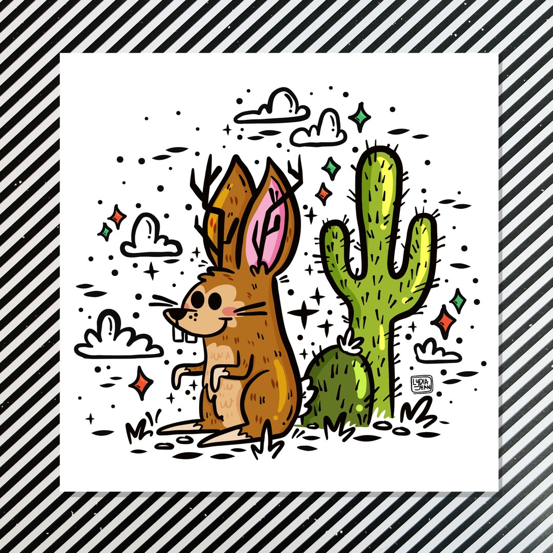Jackalope Art Print for Cryptid Lovers | Halloween Art | Cryptid ...