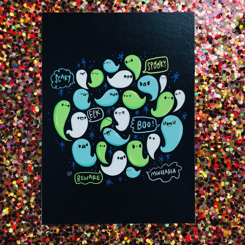 Spooky Ghost Gang Art Print for Halloween Lovers Halloween - Etsy
