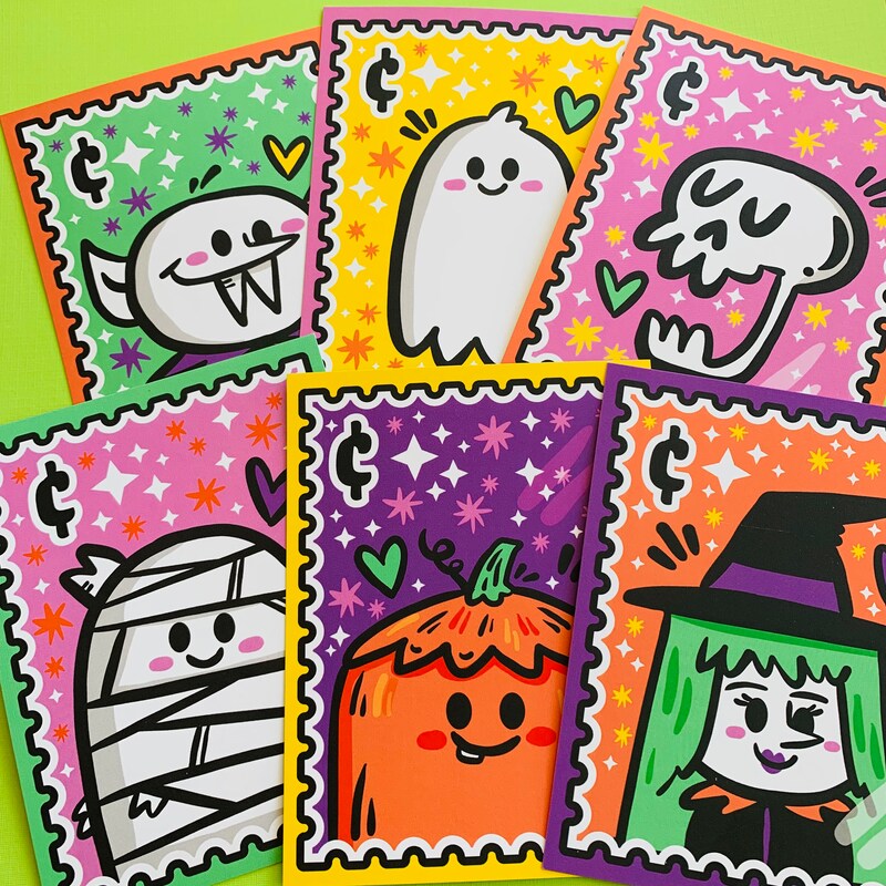 Halloween Postcards - Etsy