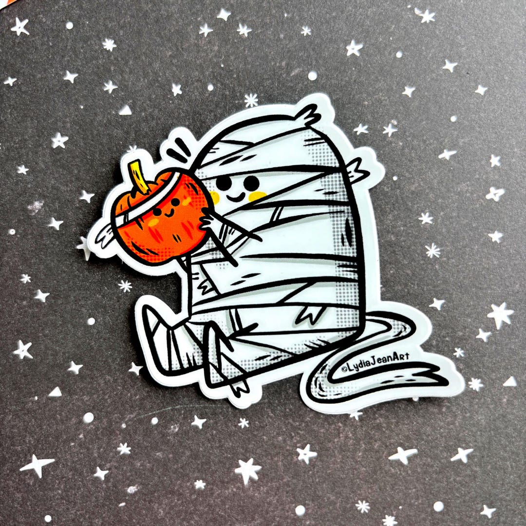 Mummy Vinyl Sticker: Spooky Halloween Decal, Original Artwork by Lydia ...