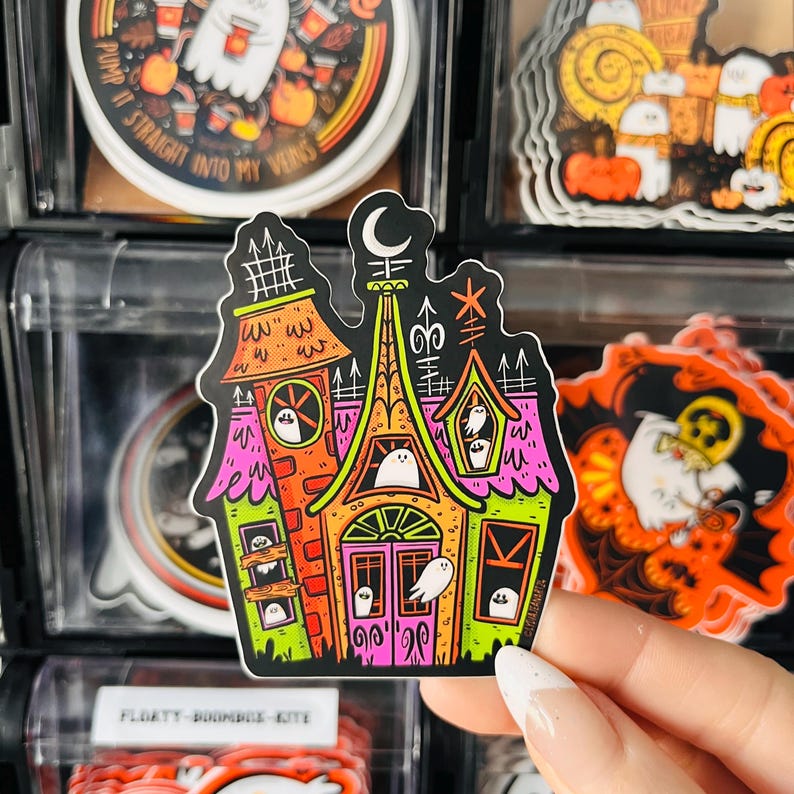 Haunted House Sticker | Halloween Sticker | Cute Halloween Art | Ghost ...