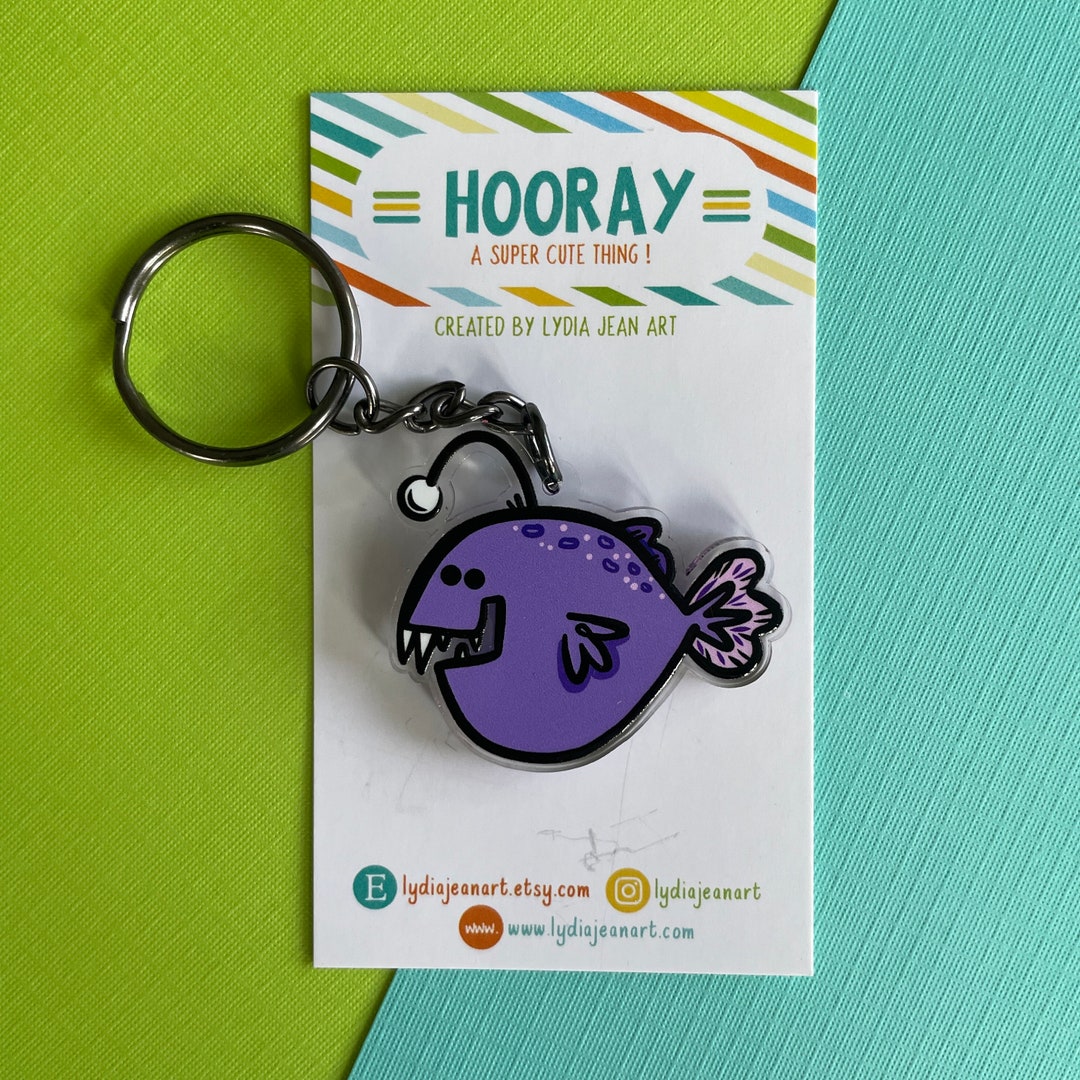 Angler Keychain, Angler Fish Charm, Fish Keyring, Angler Fish - Etsy