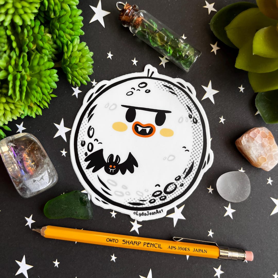 Moon Dude Vinyl Sticker | Full Moon Sticker | Halloween Sticker ...