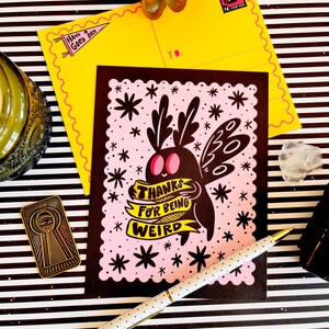 Mothman Postcard Set | Mothman Cryptid | Cute Cryptid Art | Thanks for ...