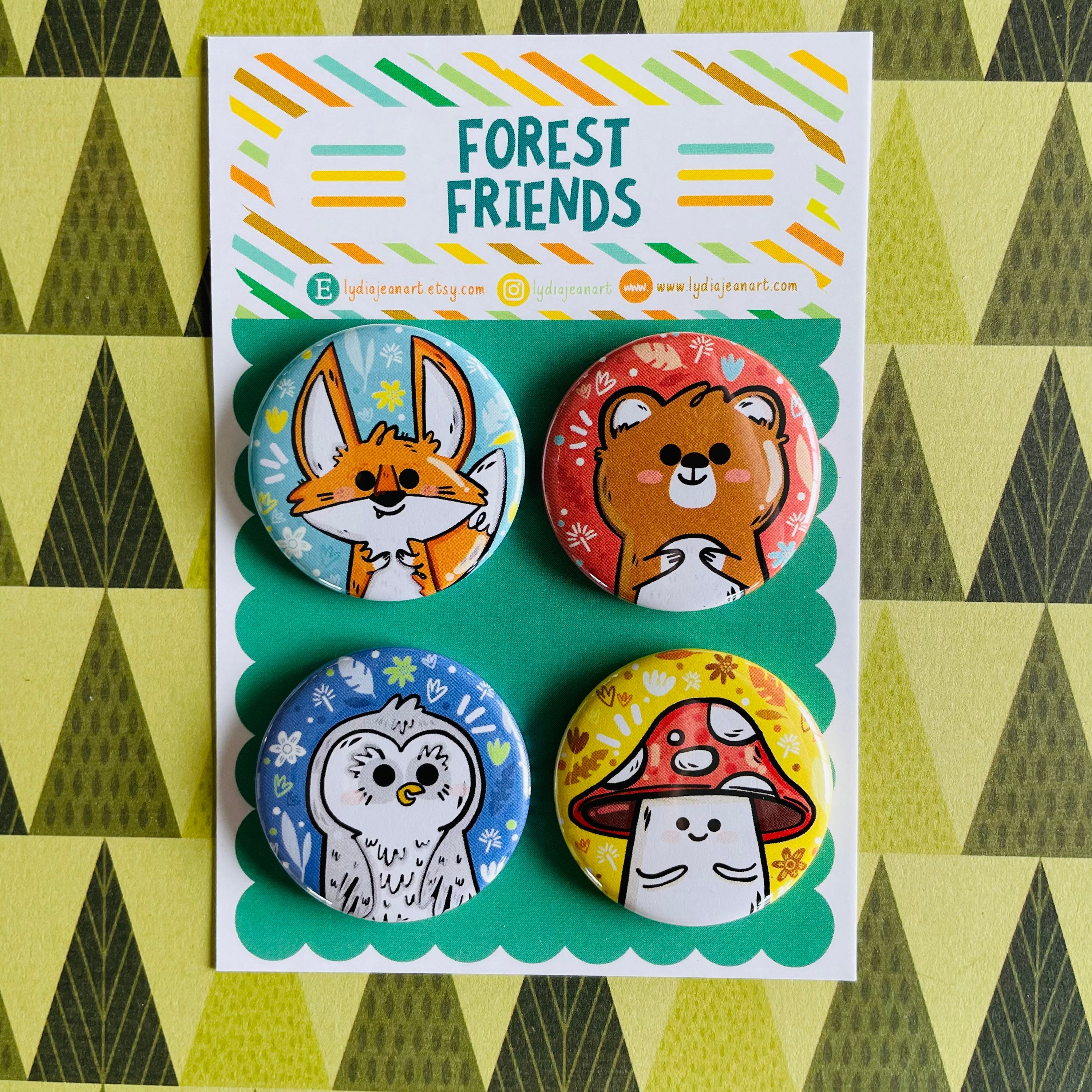 Forest Friends Buttons or Magnets | Woodland Nursery Decor - Etsy