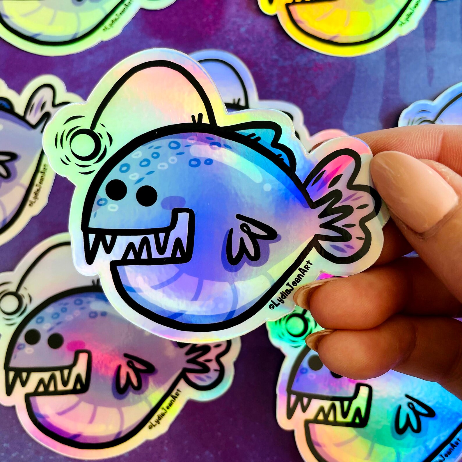 Anglerfish Vinyl Sticker Anglerfish Sticker Fish Sticker - Etsy