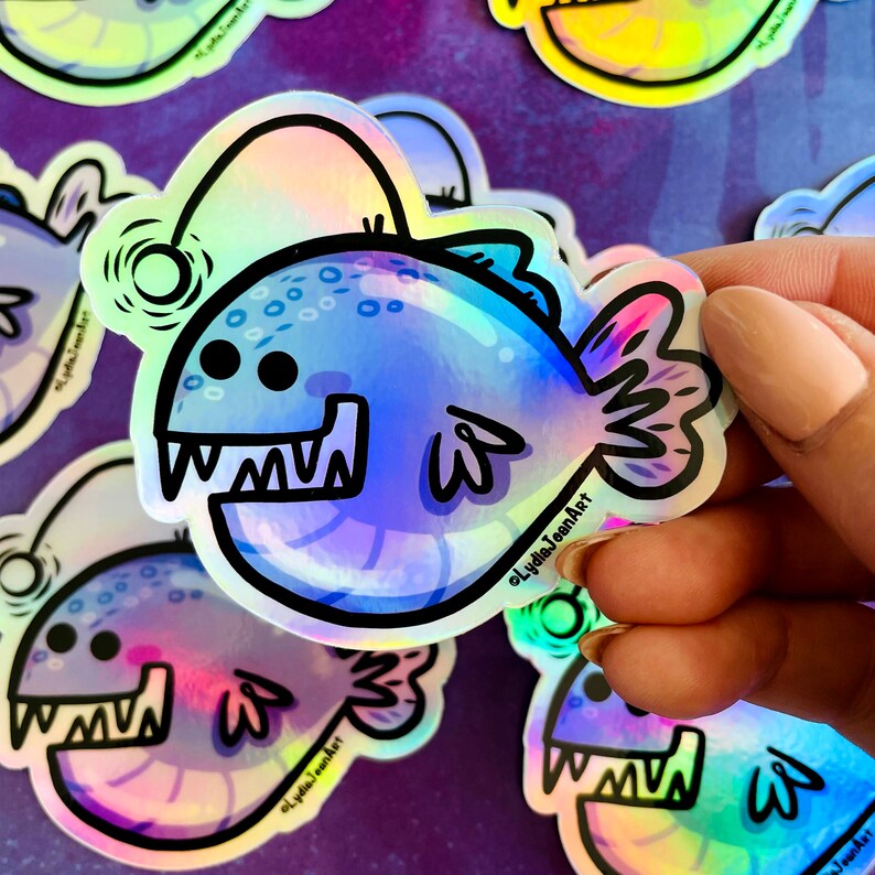 Anglerfish Vinyl Sticker Anglerfish Sticker Fish Sticker - Etsy
